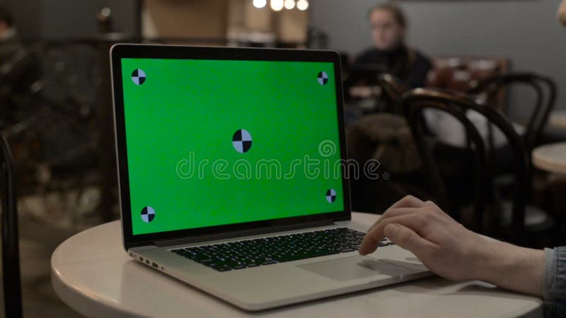 Typing on a Laptop with Green Screen Stock Video - Video of internet ...