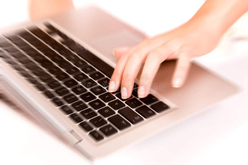 Typing on laptop keyboard stock photo. Image of keypad - 6854250