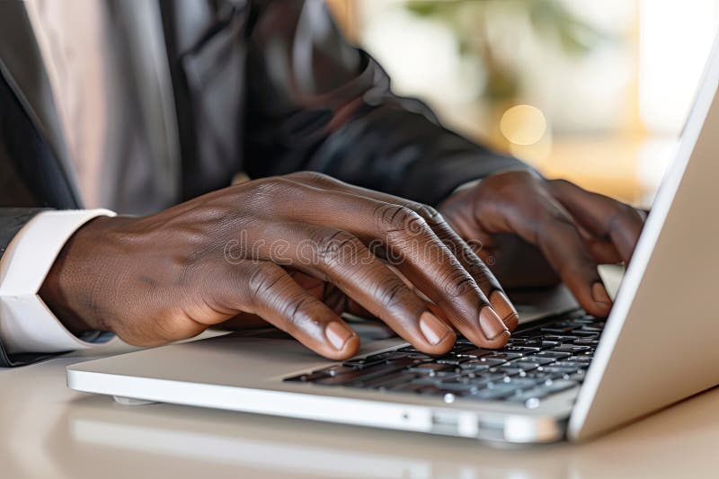 Typing on Laptop, Modern Gadget with Glass Display Device Stock ...