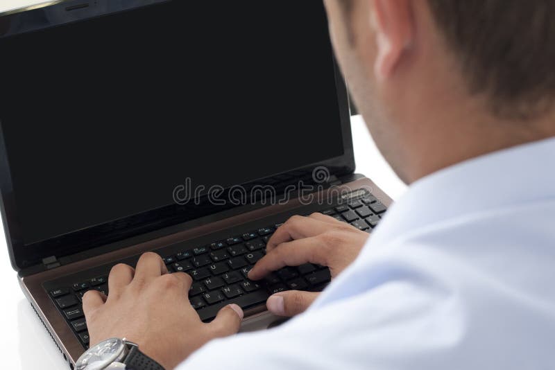 Typing on the Laptop in the Office Stock Photo - Image of empty ...