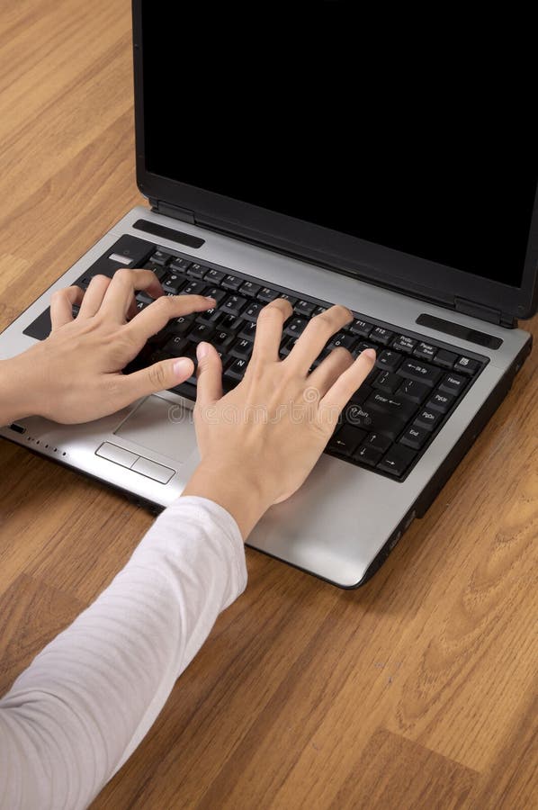 Typing with Laptop PC stock photo. Image of browsing - 25500140