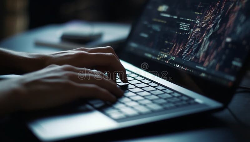 Typing on Laptop Person Typing on a Laptop Stock Illustration ...