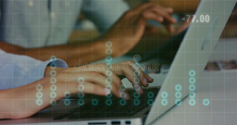 Typing on Laptops, Binary Code and Data Processing Image Over Hands ...