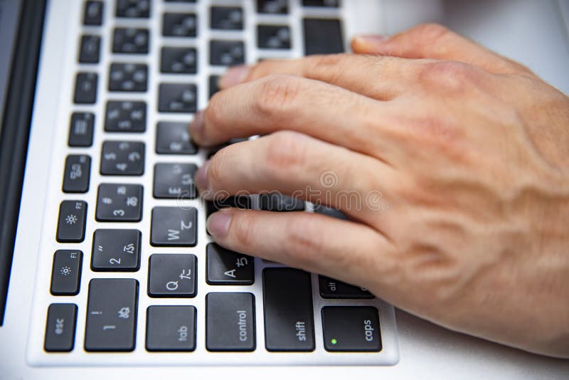 A Typing Left Hand on the Laptop Computer Stock Image - Image of ...