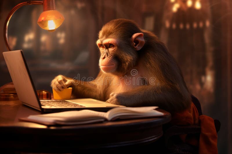 The Typing Maestro: Monkey S Tech Skills Stock Illustration ...