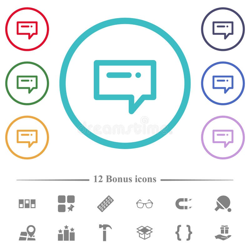 Typing Message Flat Color Icons in Circle Shape Outlines Stock Vector ...