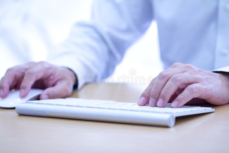 Typing on Modern Keyboard Close-up Stock Image - Image of internet ...