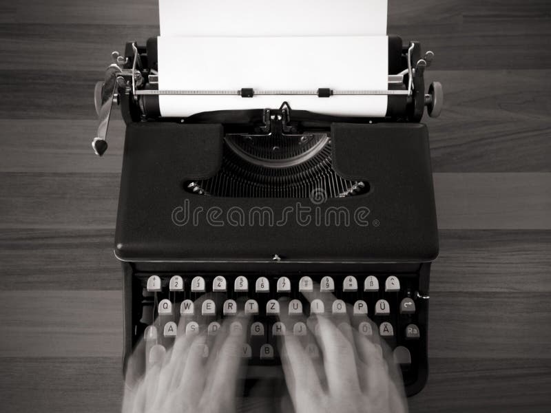 Typing on old typewriter stock photo. Image of motion - 20753810