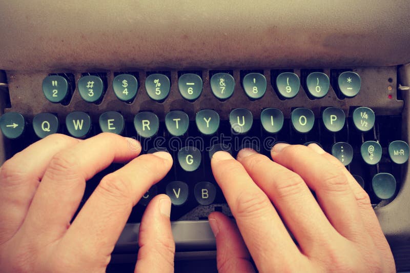 Man Typing on an Old Typewriter Stock Image - Image of agency, effect ...
