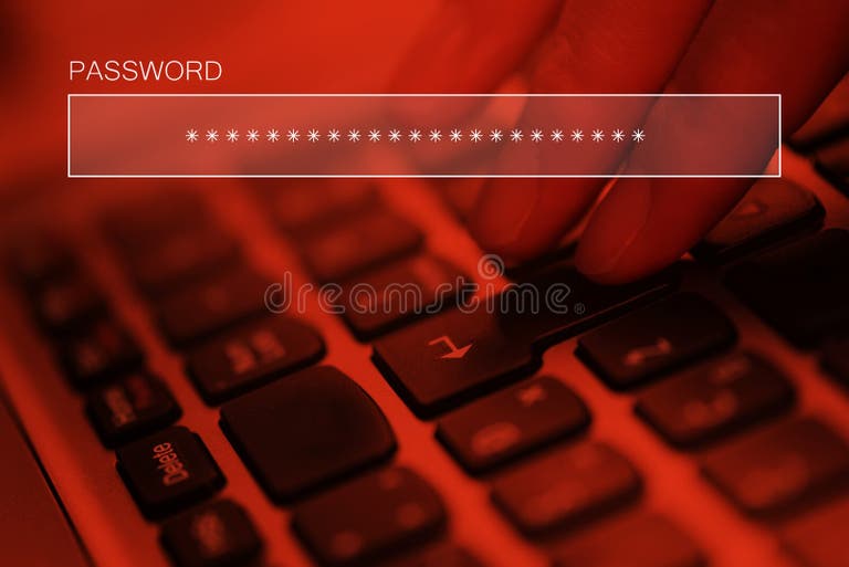 Typing Online Account Password on Laptop Computer Keyboard Stock Photo ...