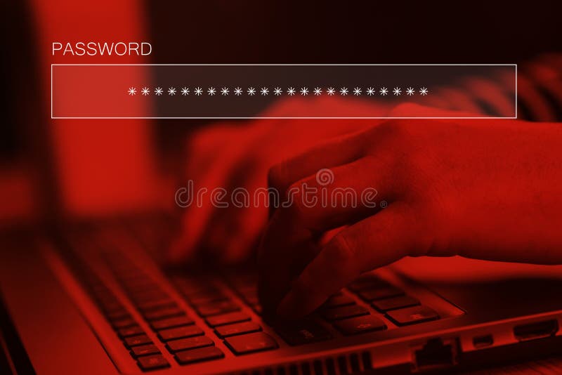 Typing Online Account Password on Laptop Computer Keyboard Stock Photo ...