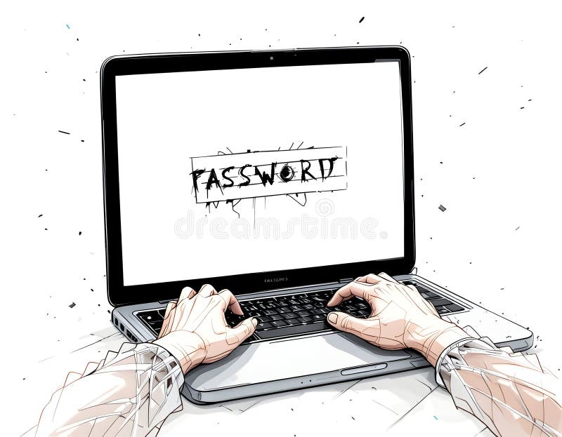 Typing Password on Laptop for Online Security Concept Stock Photo ...