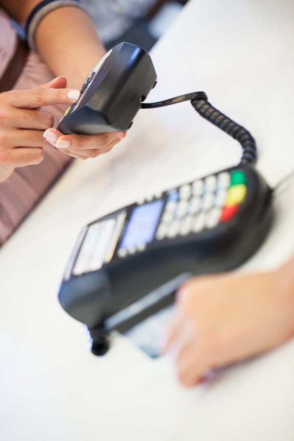 Typing the Pin Code into the Card Reader Stock Photo - Image of ...