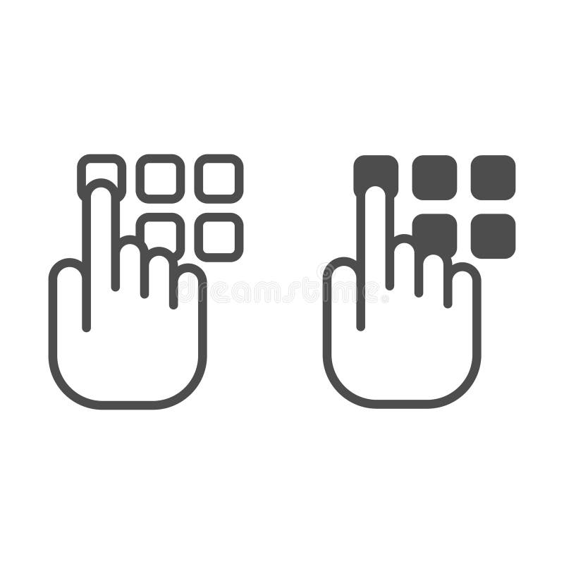 Typing Pin Code Line and Solid Icon, Data Protection Concept. Vector ...