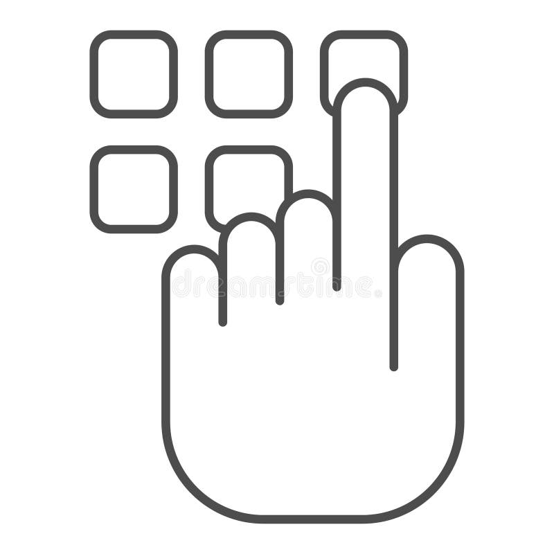 Typing Pin Code Thin Line Icon, Data Protection Concept. Vector ...