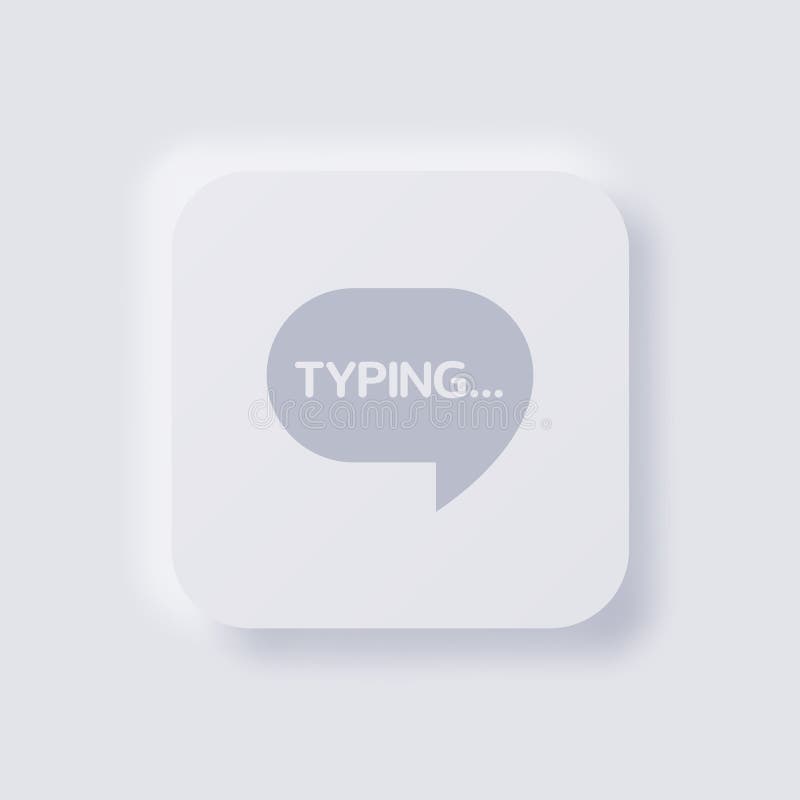Typing Speech Balloon Icon, White Neumorphism Soft UI Design for Web ...