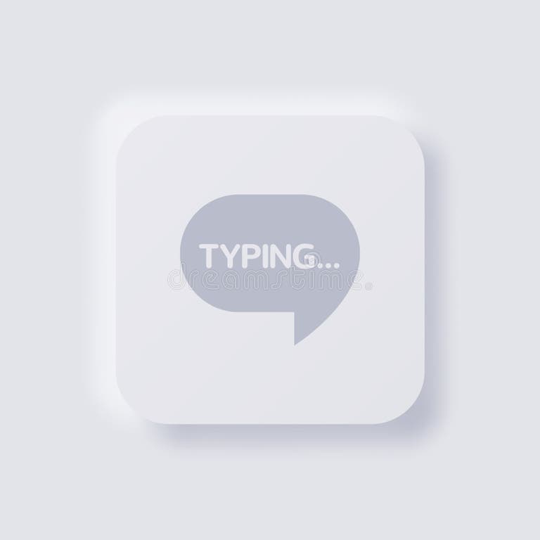 Typing Speech Balloon Icon, White Neumorphism Soft UI Design for Web ...