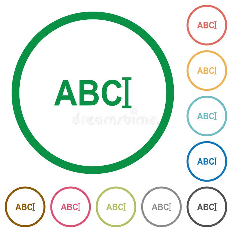 Typing Text with Cursor Flat Icons with Outlines Stock Vector ...