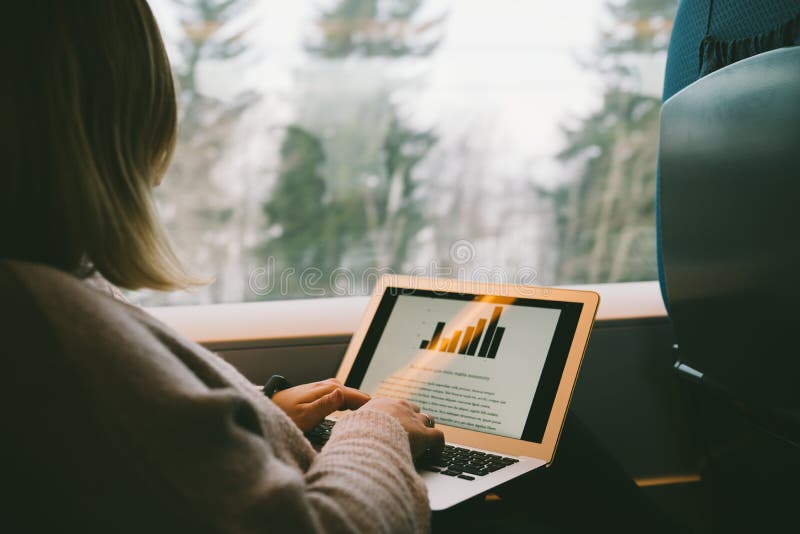 Typing Using Laptop Computer in the Train Stock Photo - Image of typing ...