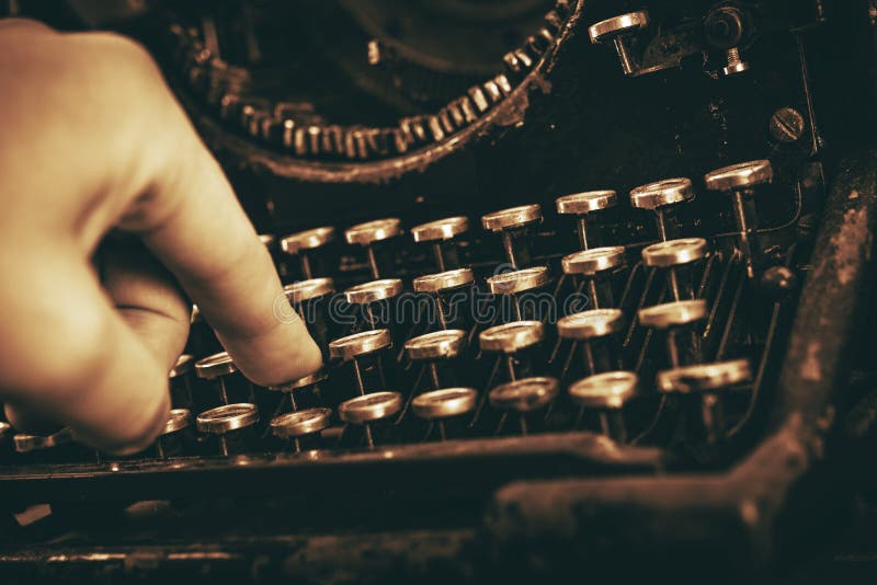 Typing on Vintage Typewriter Stock Image - Image of history, document ...