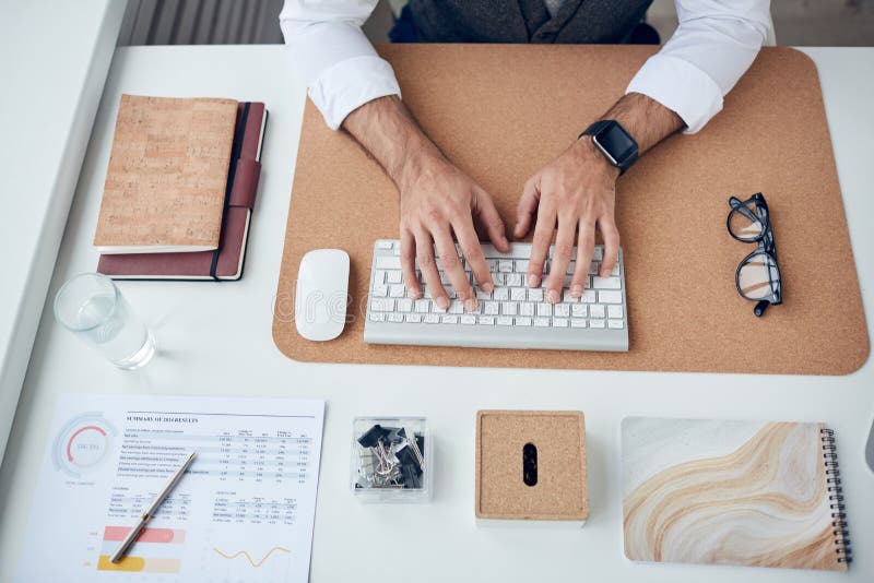 Typing on Wireless Computer Keyboard Stock Image - Image of closeup ...