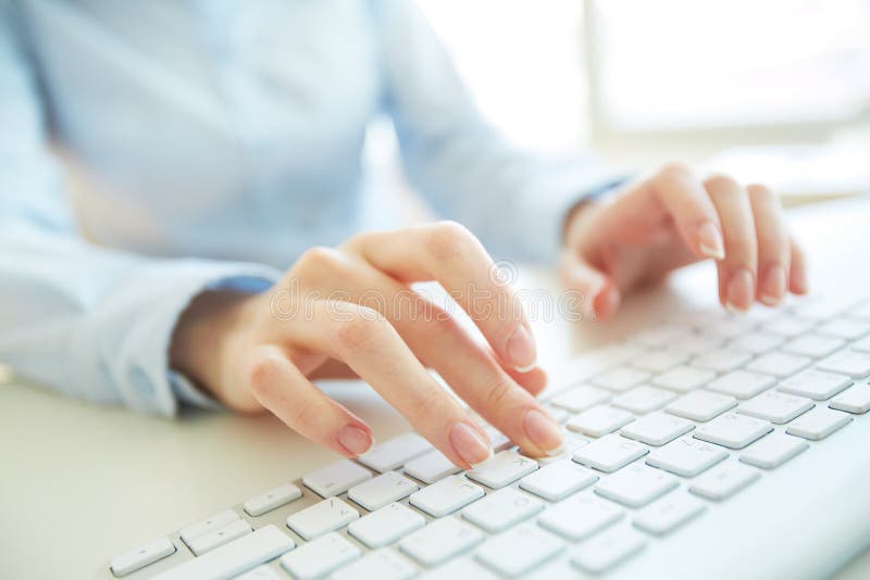 Close-up of Woman Hands on Computer Keyboard Stock Photo - Image of ...