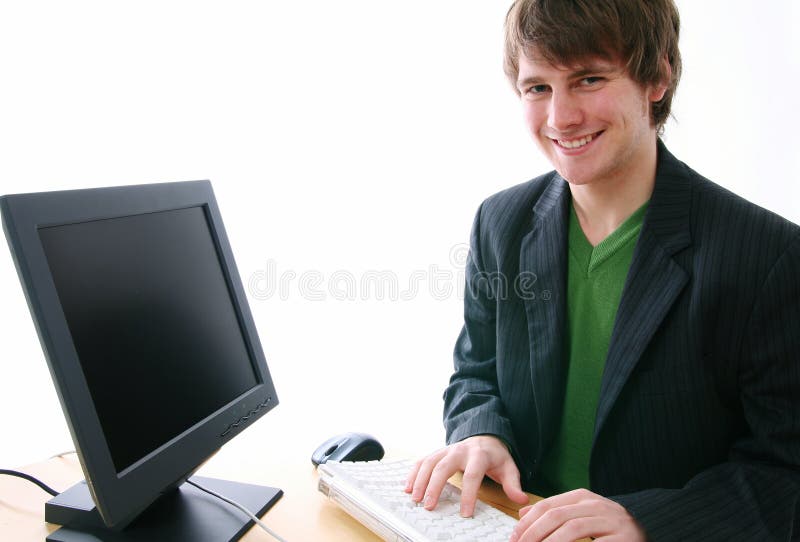 Typist smile stock photo. Image of businessman, internet - 3579208