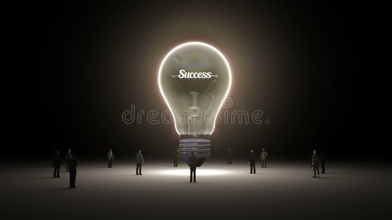 Typo Success in Light Bulb and Surrounded Businessmen, Engineers, Idea ...