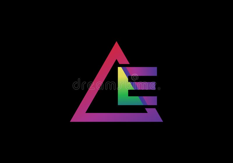 Typographic Alphabet E in a Triangle with Vibrant Colors Stock Vector ...