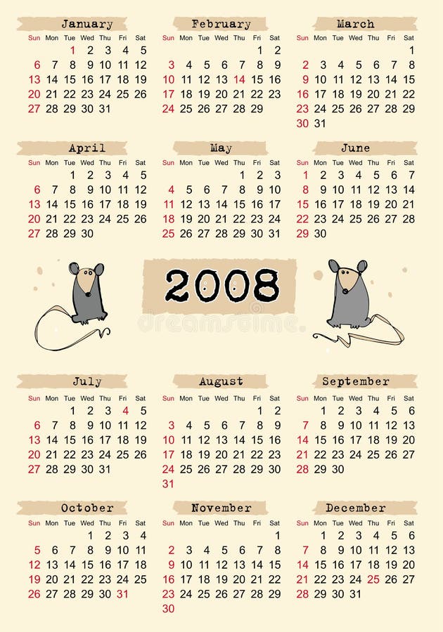 Calendar 2008 stock illustration. Illustration of readymade - 2890466