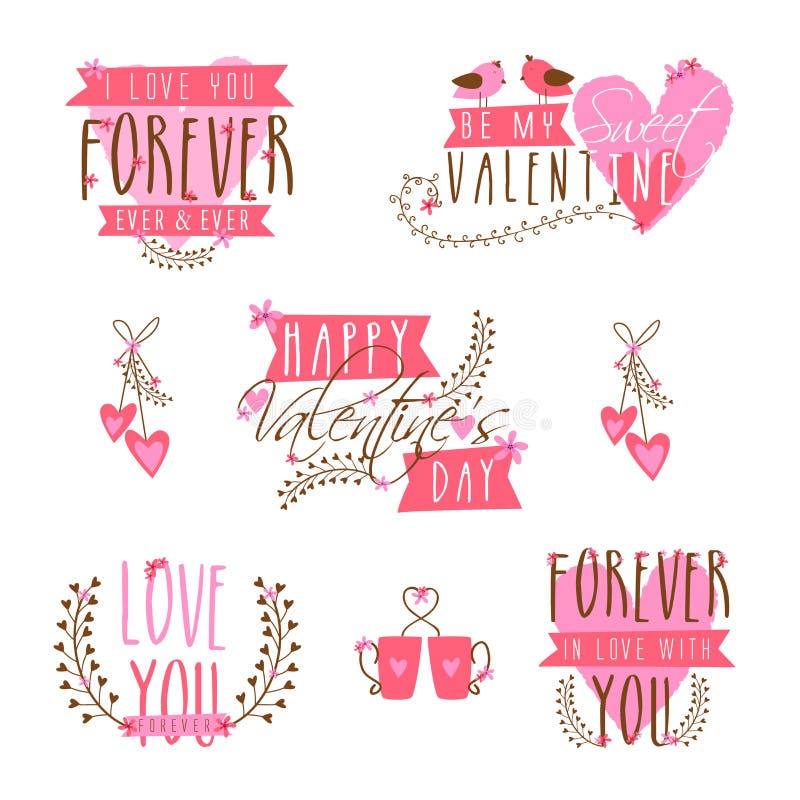 Typographic Collection for Happy Valentines Day. Stock Illustration ...