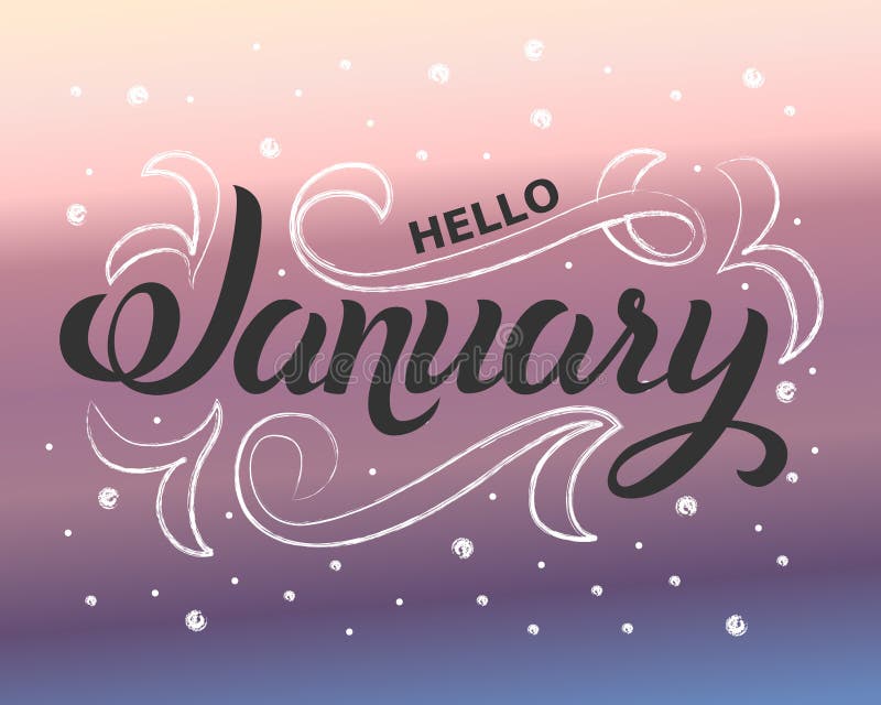 Typographic Composition with Lettering Hello January Inside Stock ...