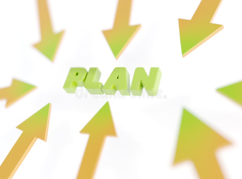 Plan Typographic 3d Illustration, Arrows Pointing To Word Plan Stock ...