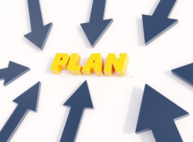 Plan Typographic 3d Illustration, Arrows Pointing To Word Plan Stock ...