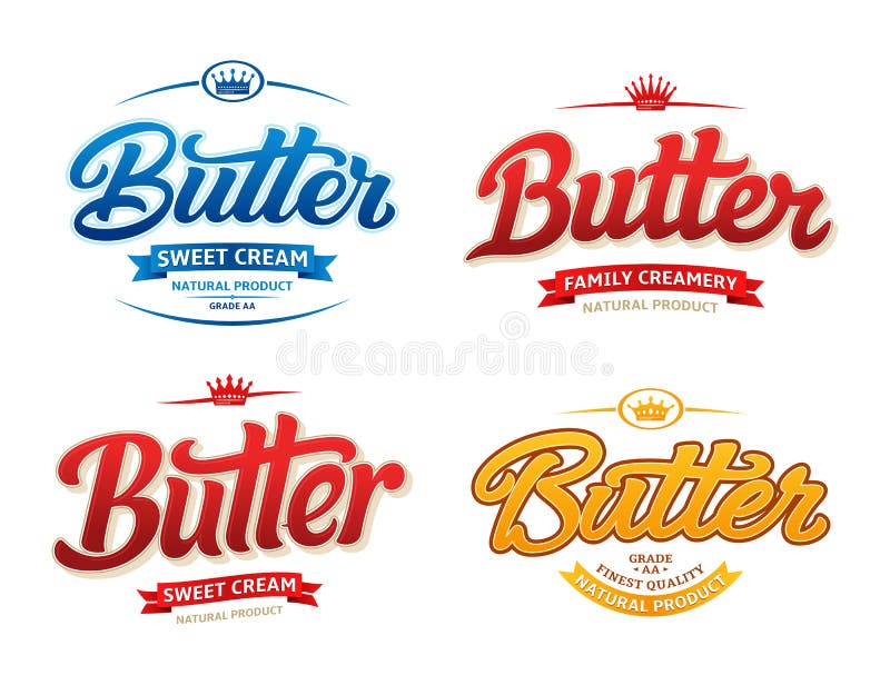 Typographic Labels for Butter Design Stock Vector - Illustration of ...