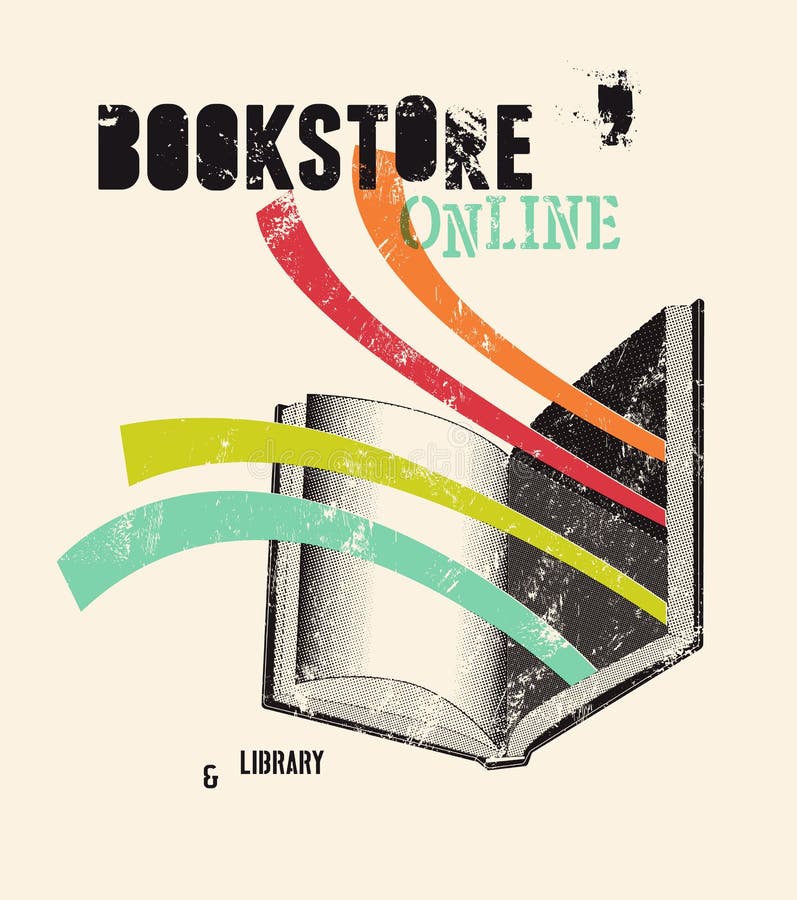 Typographic Poster in Grunge Style for a Bookstore or Library. Vector ...