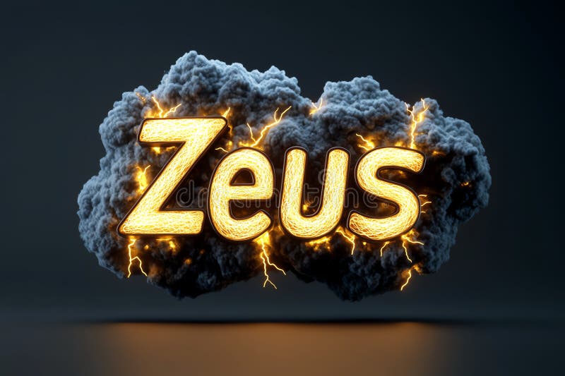 A Typographic Poster with the Word "Zeus" Formed by Lightning Bolts and ...