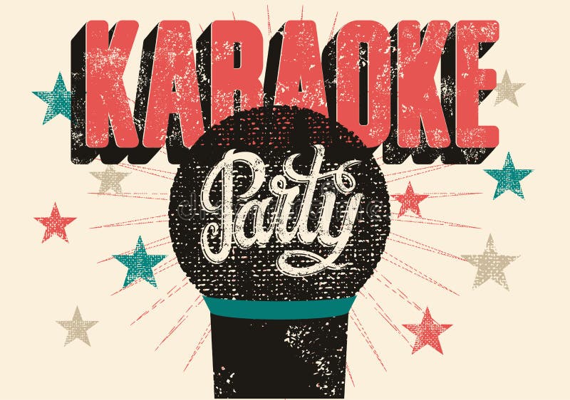 Typographic Retro Grunge Karaoke Party Poster. Vector Illustration ...