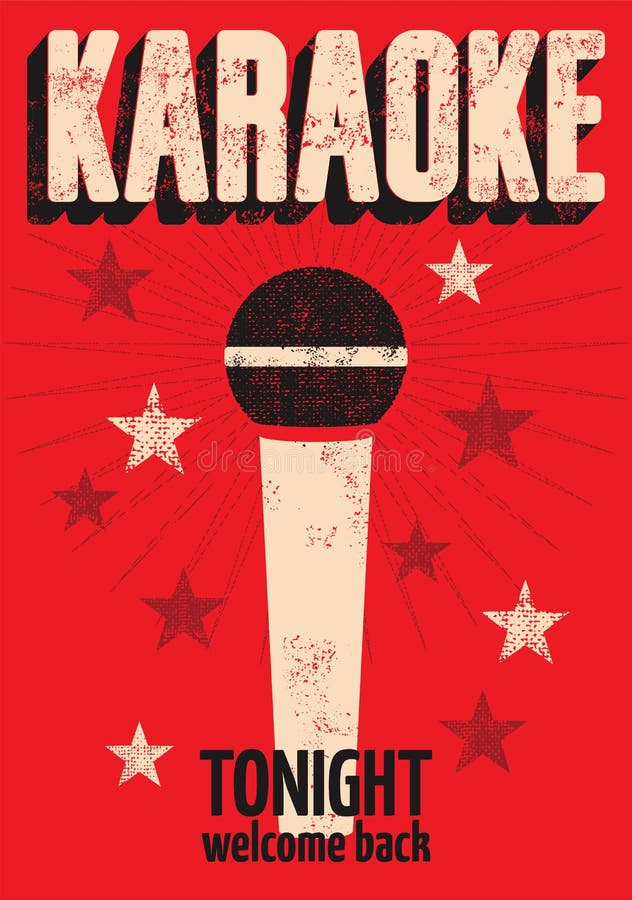 Typographic Retro Grunge Karaoke Poster. Vector Illustration. Stock ...