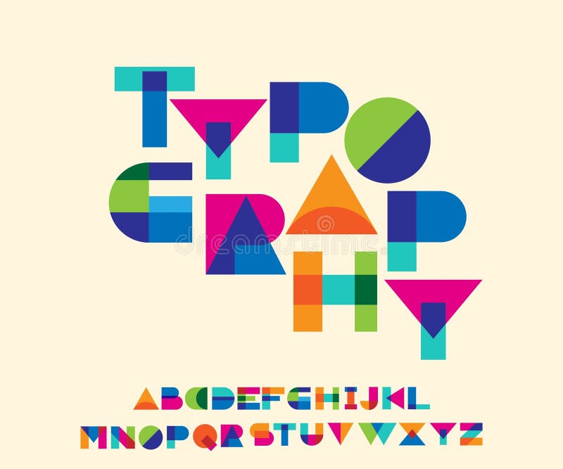 Colorful Overlay Typography Geometric Alphabet Letters Stock Vector ...