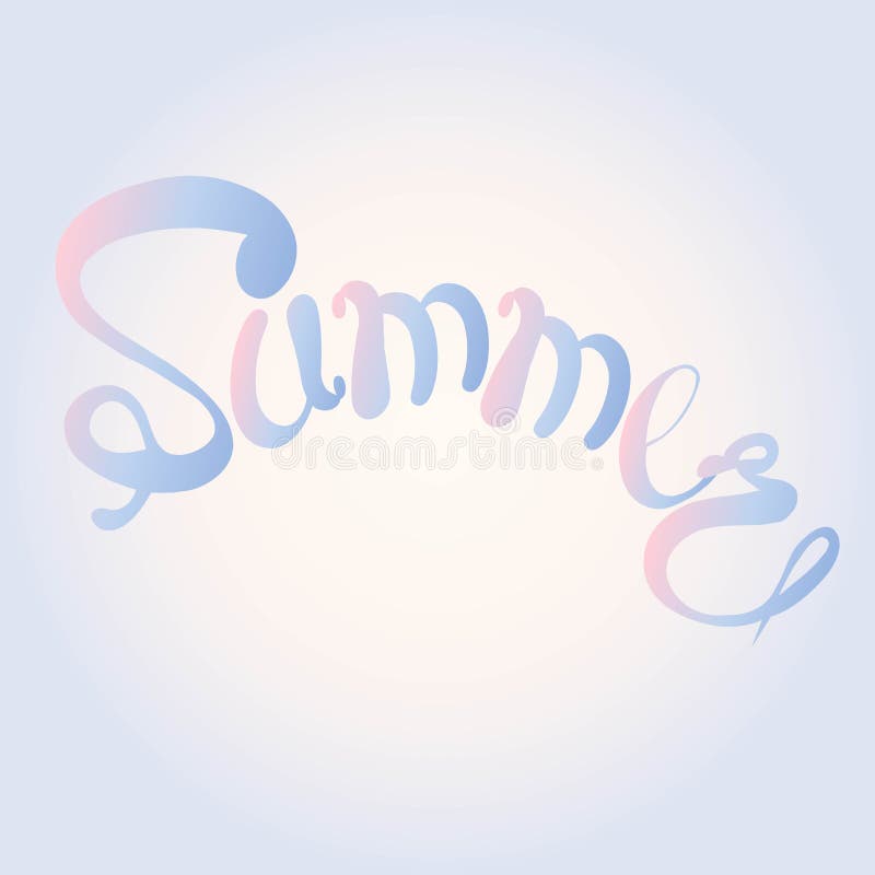 Typography Banner Summer. Blue and Pink Lettering on Light Pink and ...