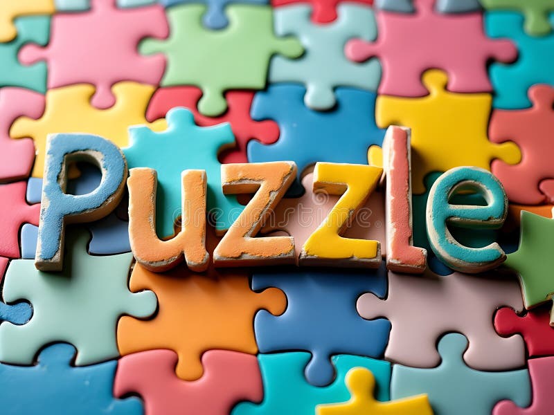 Typography Banner with the Word Puzzle Made from Jigsaw Pieces Stock ...