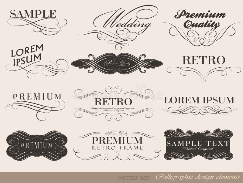 Typography, Calligraphic Design Elements, Page Decoration Stock ...