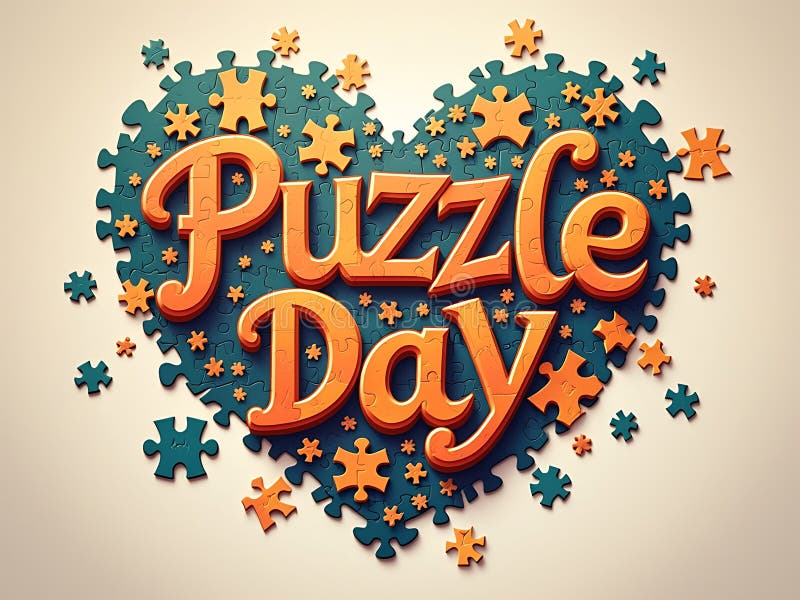 Typography Design International Puzzle Day Stock Image - Image of ...