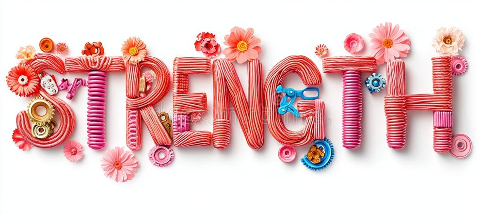 Typography Design of the Word Strength Created with Floral Arrangement ...