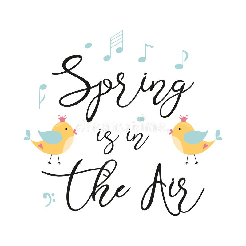 Typography Quote Spring Vector Text Spring is in the Air Decorated Hand ...