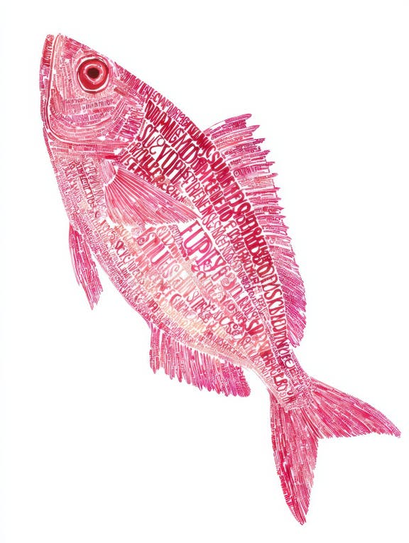 Typography Shapes a Fish Silhouette on a Clean White Backdrop ...