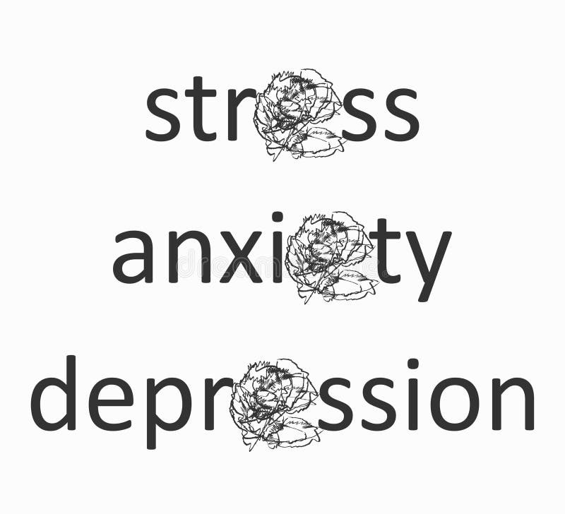 Typography with Stress, Anxiety and Depression Text Stock Vector ...