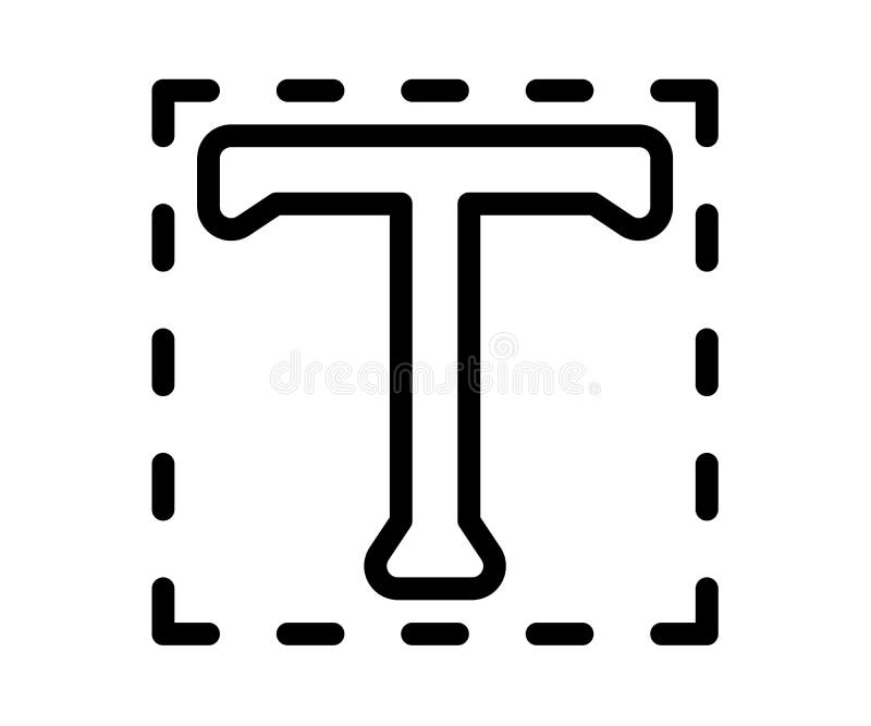 Typography Text Tool Single Isolated Icon with Outline Style Black and ...