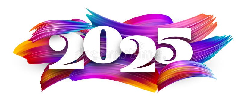 2025 Typography with Vibrant Gradient Brush Strokes Stock Vector ...